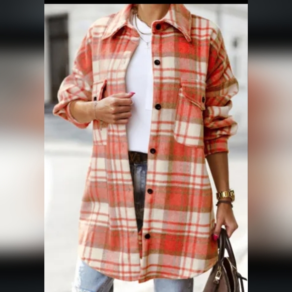 Jackets & Coats | New Long Red Plaid Shacket | Poshmark